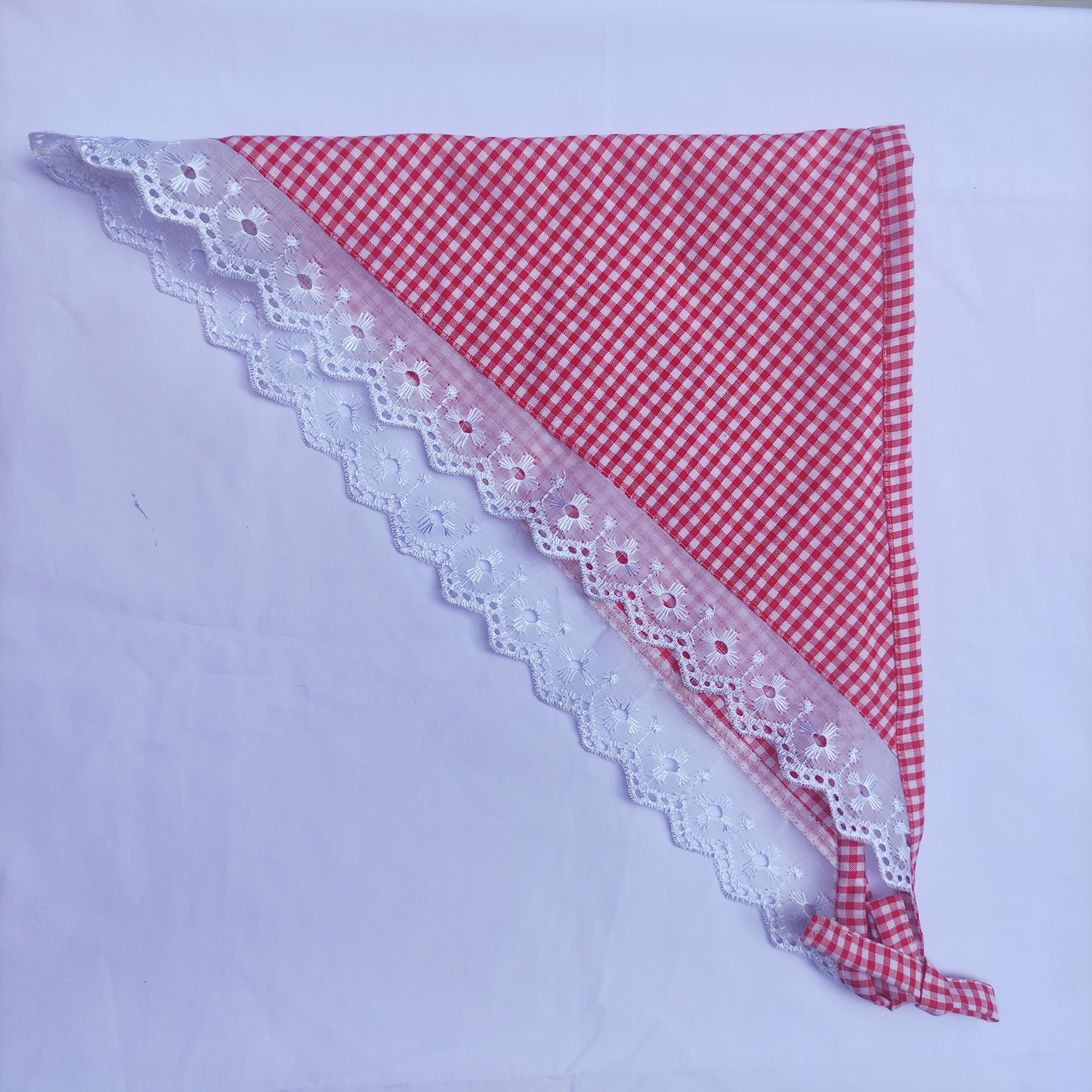 Cottagecore Triangle Head Scarf, Kerchief, Red Gingham Hair Bandana ...