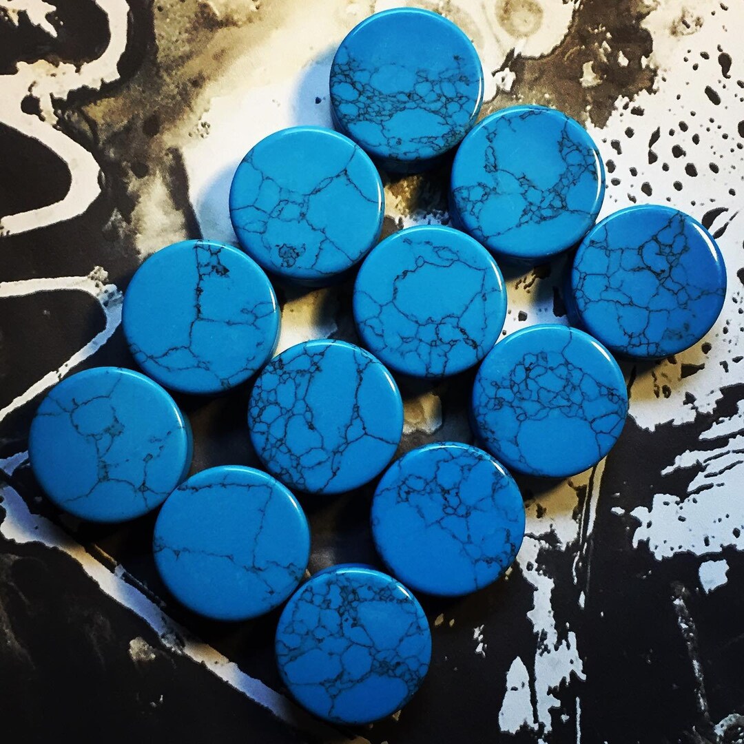 Turquoise Plugs, Stone Ear Gauges, 0G, 00G, Unique Plugs, Double Flare ...
