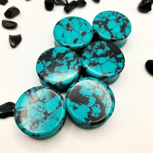 Retro Teal Turquoise Stone Plugs, 2G Plugs, 0G, 00G, Stone Ear Gauges ...