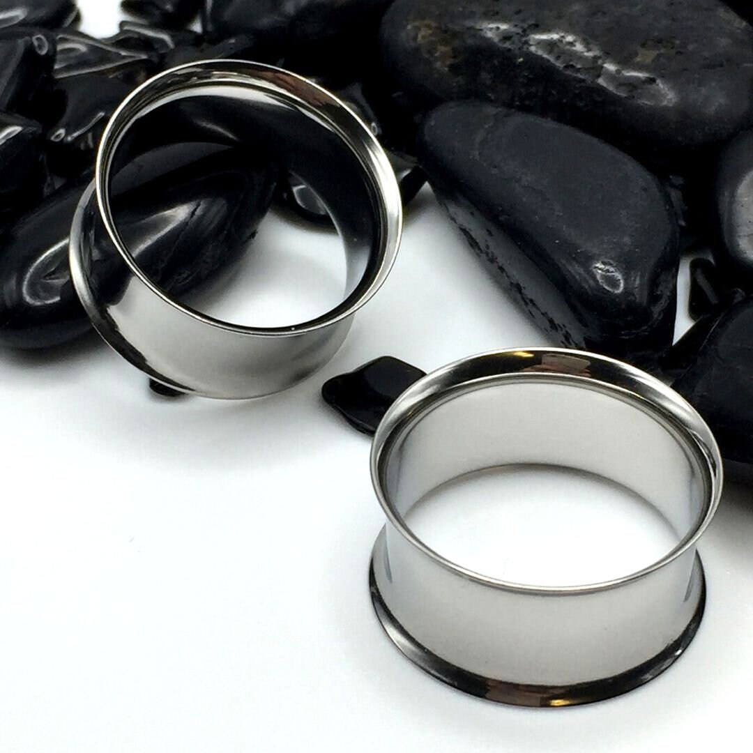 Steel Tunnels, 316L Steel, Pair, 0G, 00G, Ear Gauges, Ear Stretchers ...
