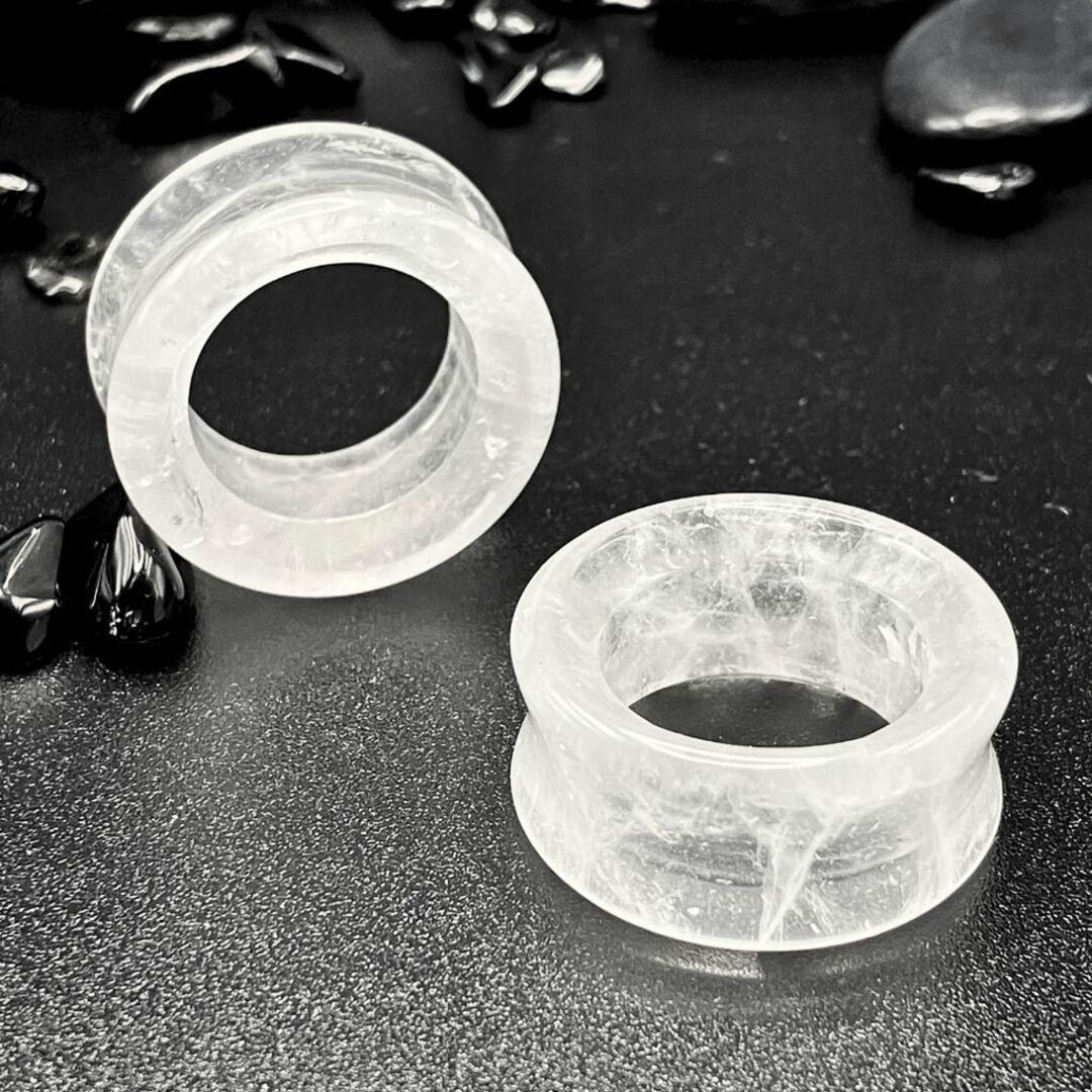 Icicle Quartz Ear Tunnels, 2G Plugs 0G, 00G, Stone Ear Gauges, Ear ...