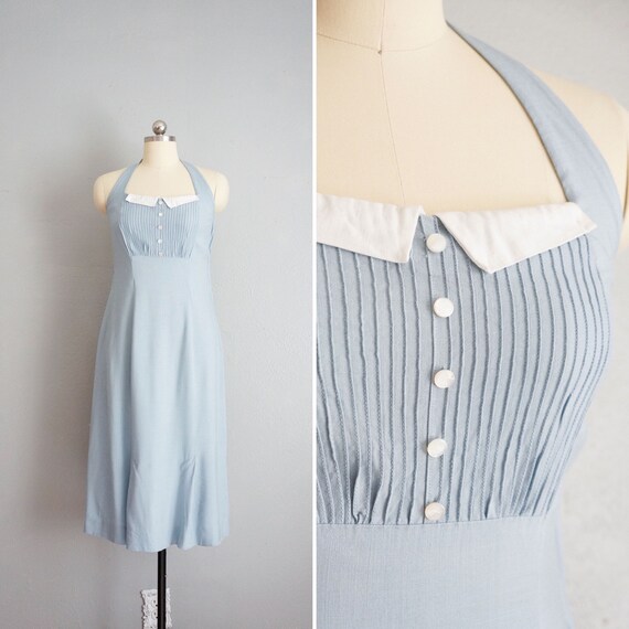 1950s Dearest Darling Dress Vintage 50s Blue and White Dress | Etsy