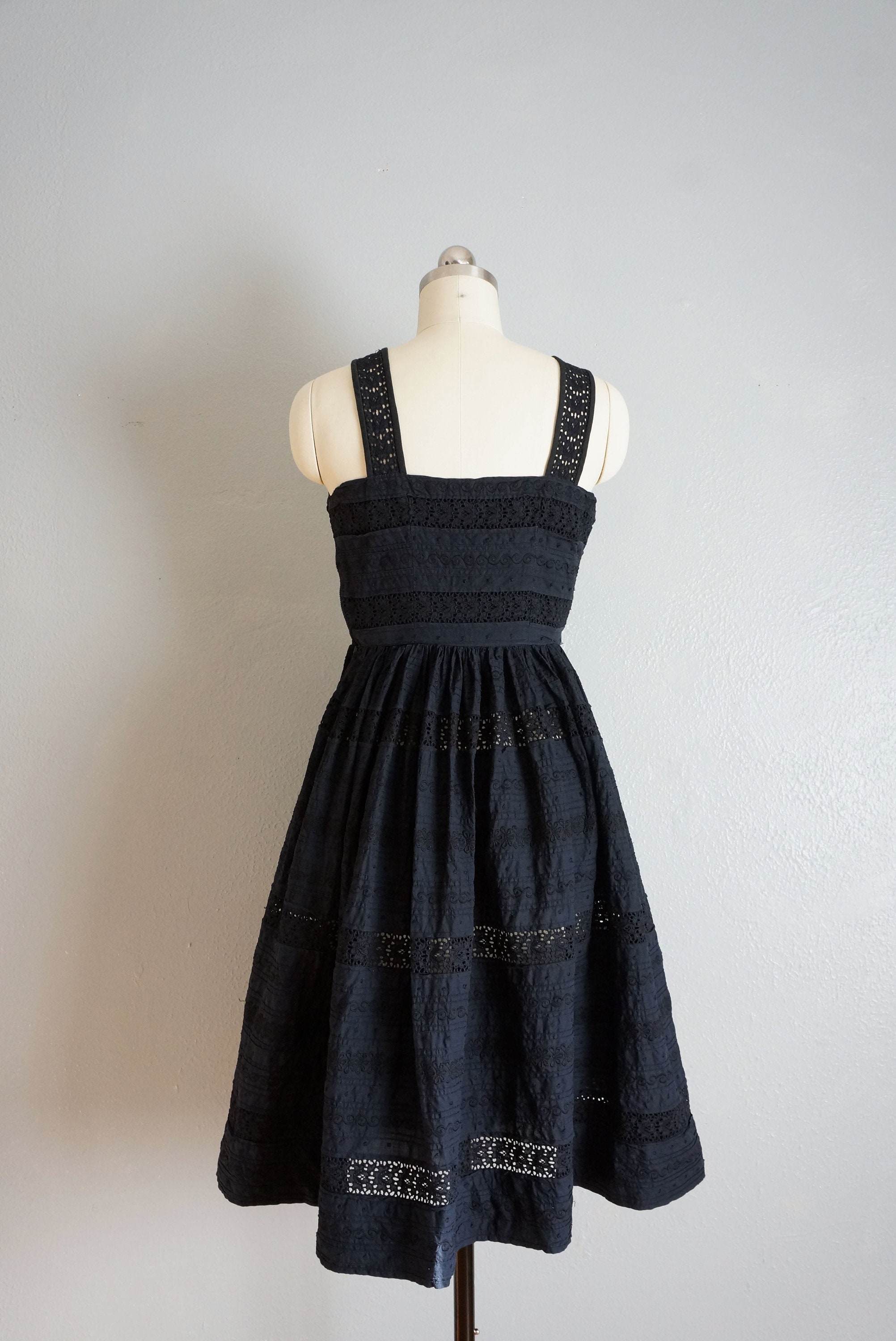 1950s Rosalind Eyelet Cotton Dress Vintage 50s Black Cotton - Etsy