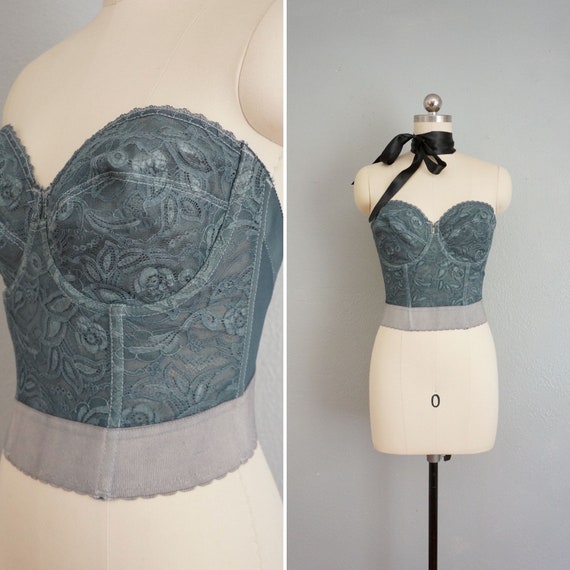 1960s/1970s Sea Dreams sage green corset | vintage 60… - Gem