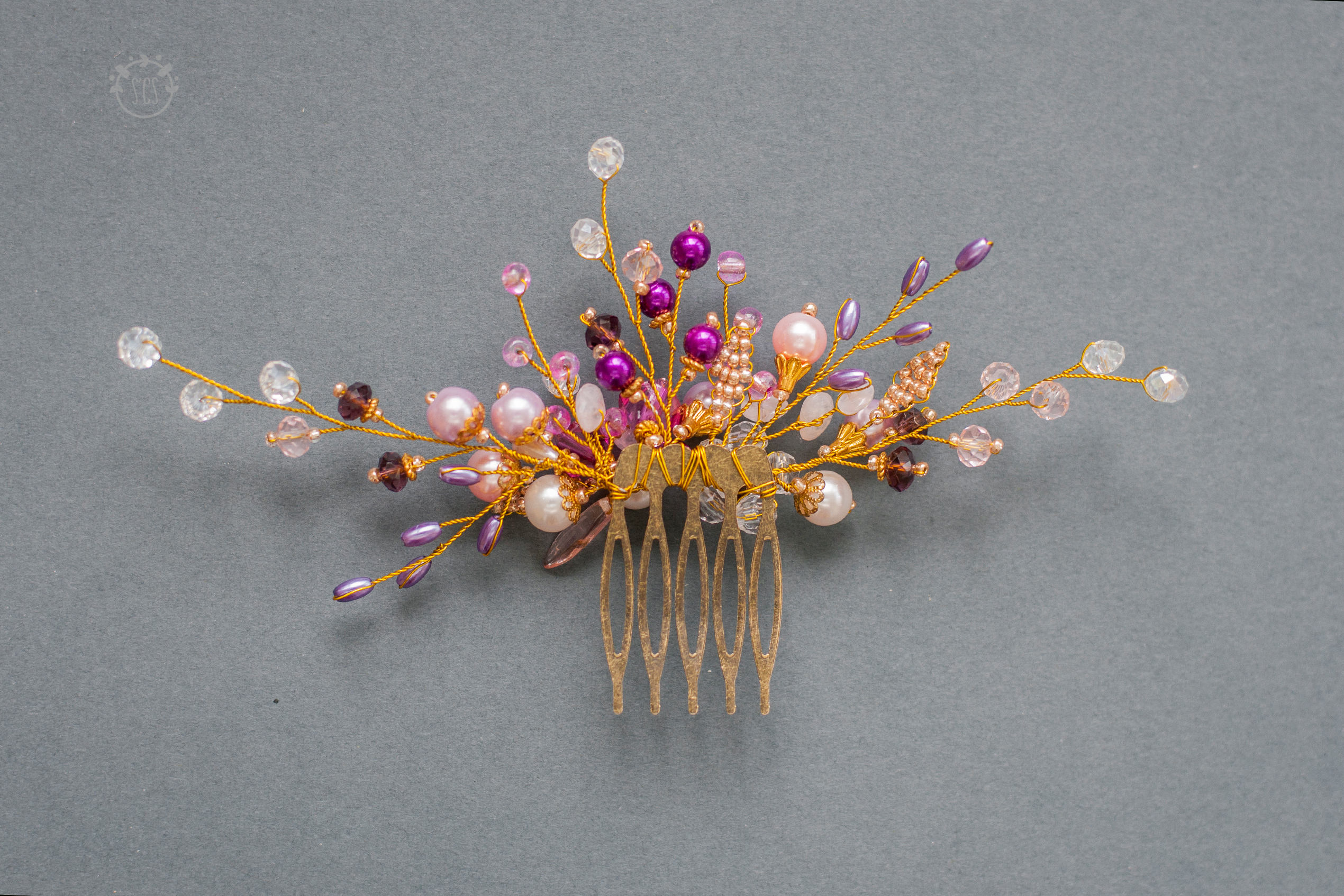 White and gold crystal beads with pink magenta coral bugle | Etsy