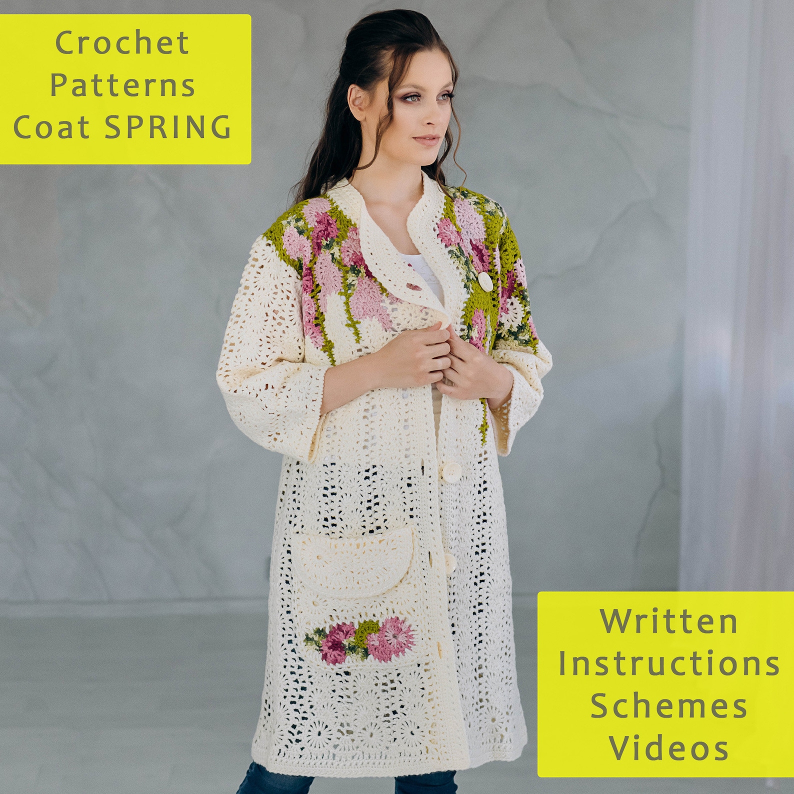 Crochet Patterns of Coat "spring". PDF Pattern and Video Tutorials ...