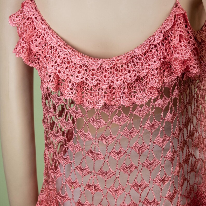 Joy Crochet Summer Top – Light Pink Salmon – Handcrafted Oversized ...