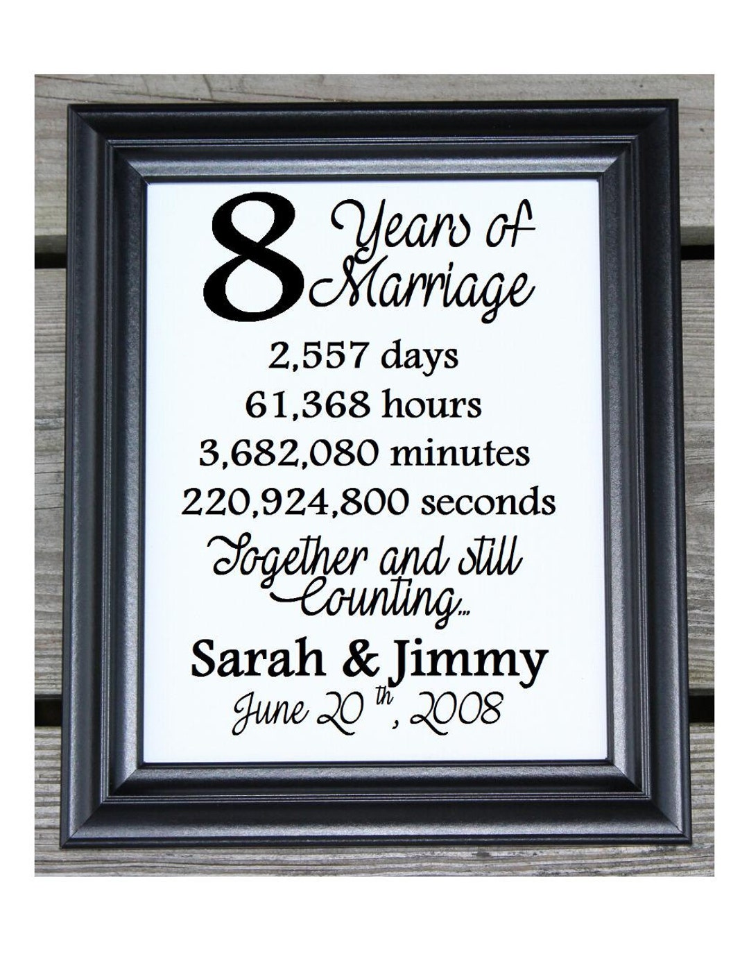 8th Wedding Anniversary Cotton Print | 8th Wedding Gift | 8 Years ...