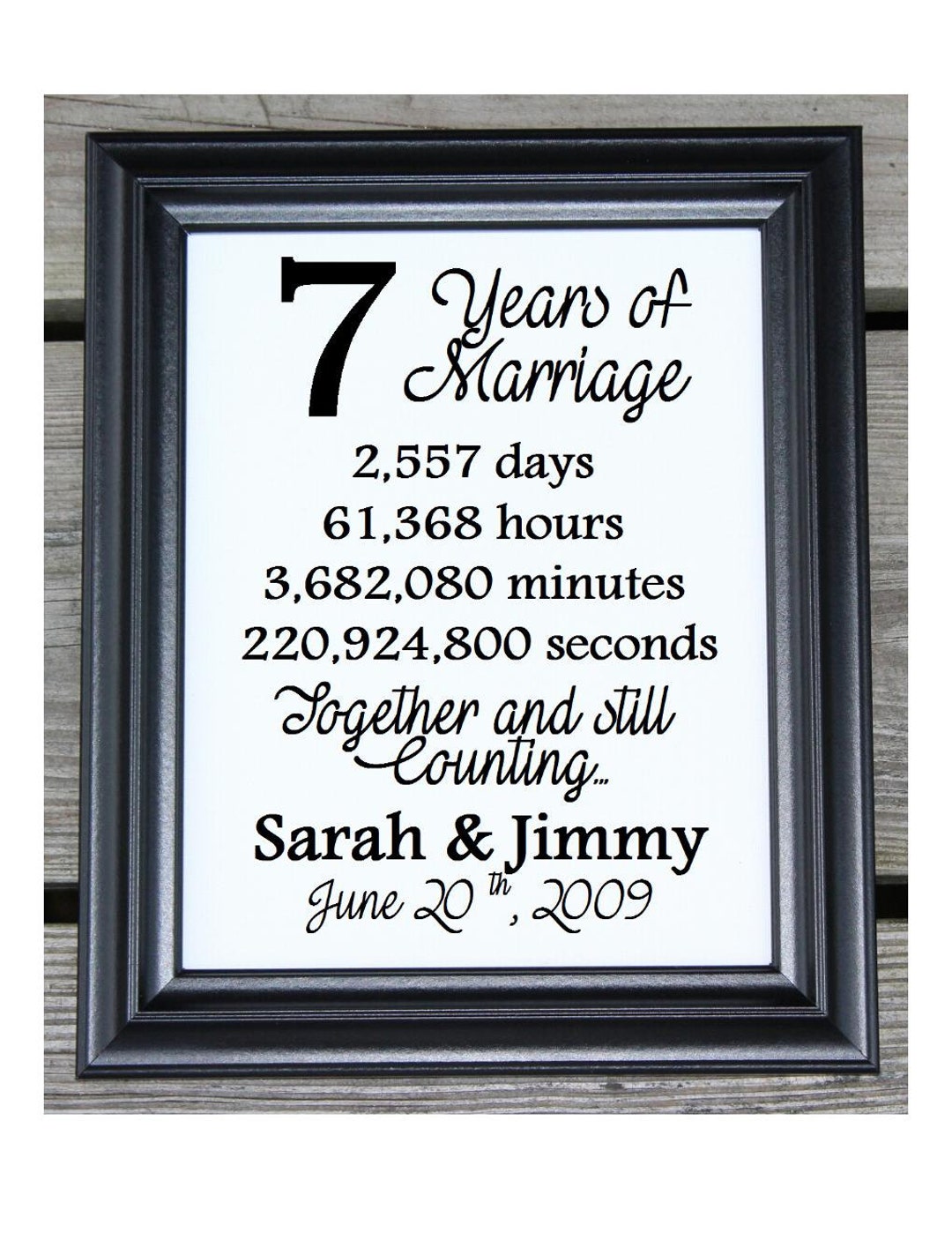 7th Wedding Anniversary Cotton Print | 7th Wedding Gift | 7 Years ...