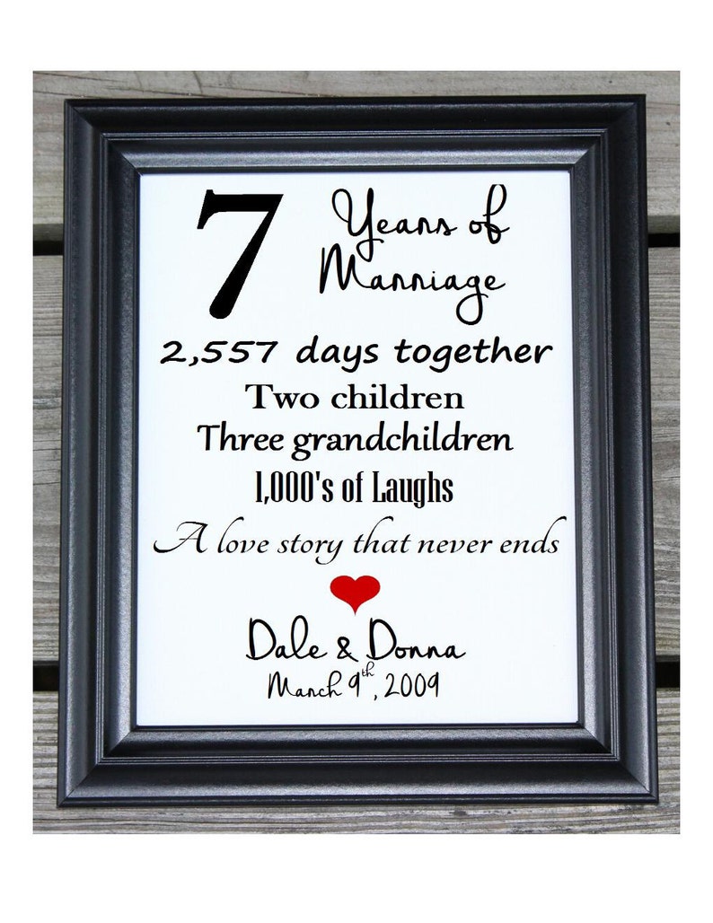 7th Anniversary Gift Cotton Print | 7th Wedding Gift | 7 Years Together ...