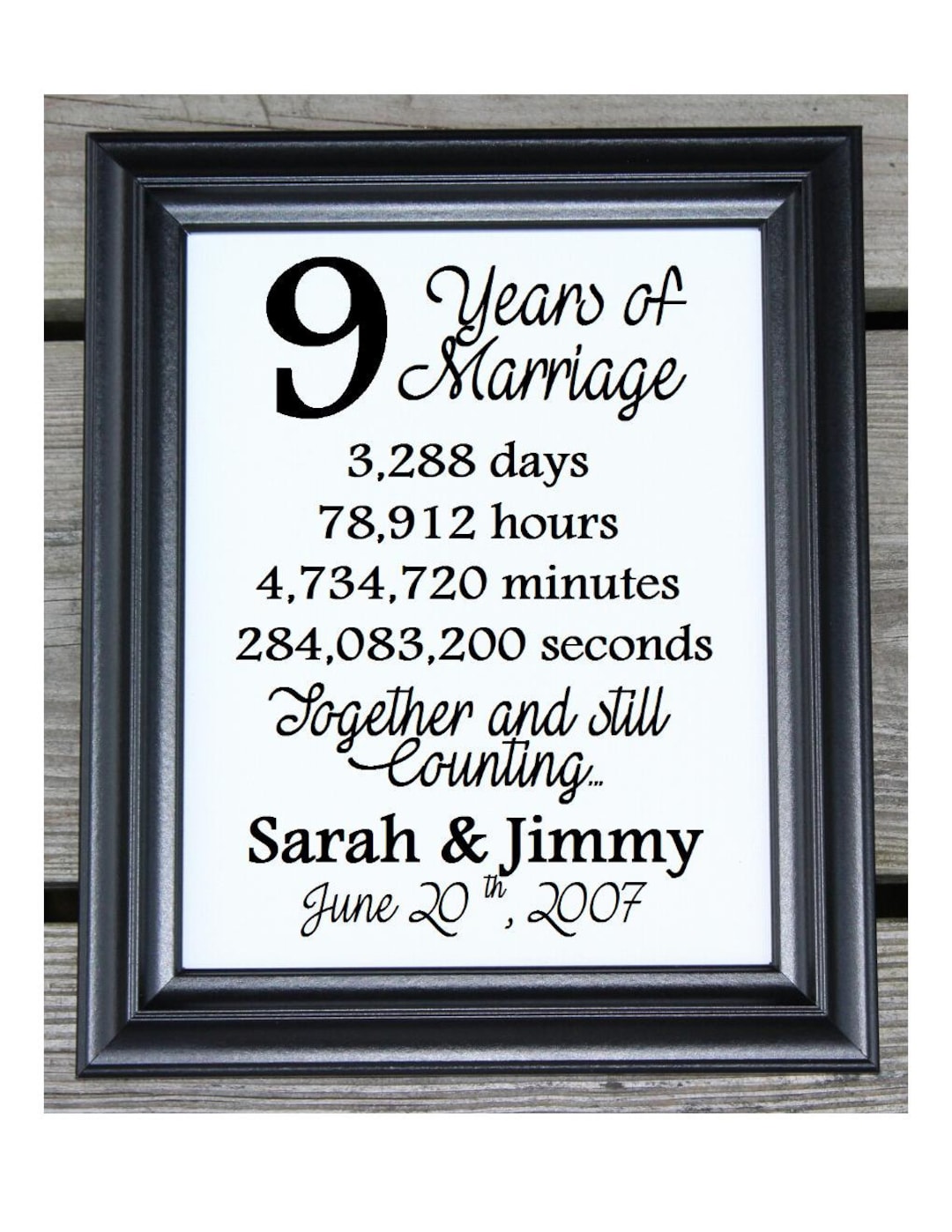 9th Wedding Anniversary Cotton Print | 9th Wedding Gift | 9 Years ...