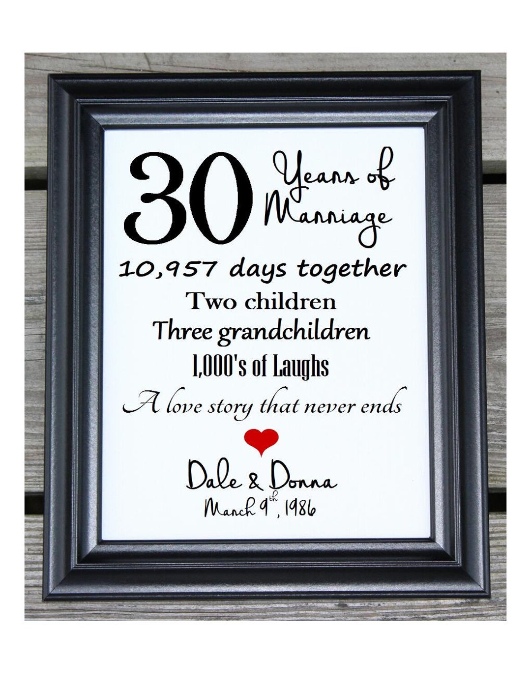 30th Anniversary Cotton Print | 30th Wedding Gift | 30 Years Together ...