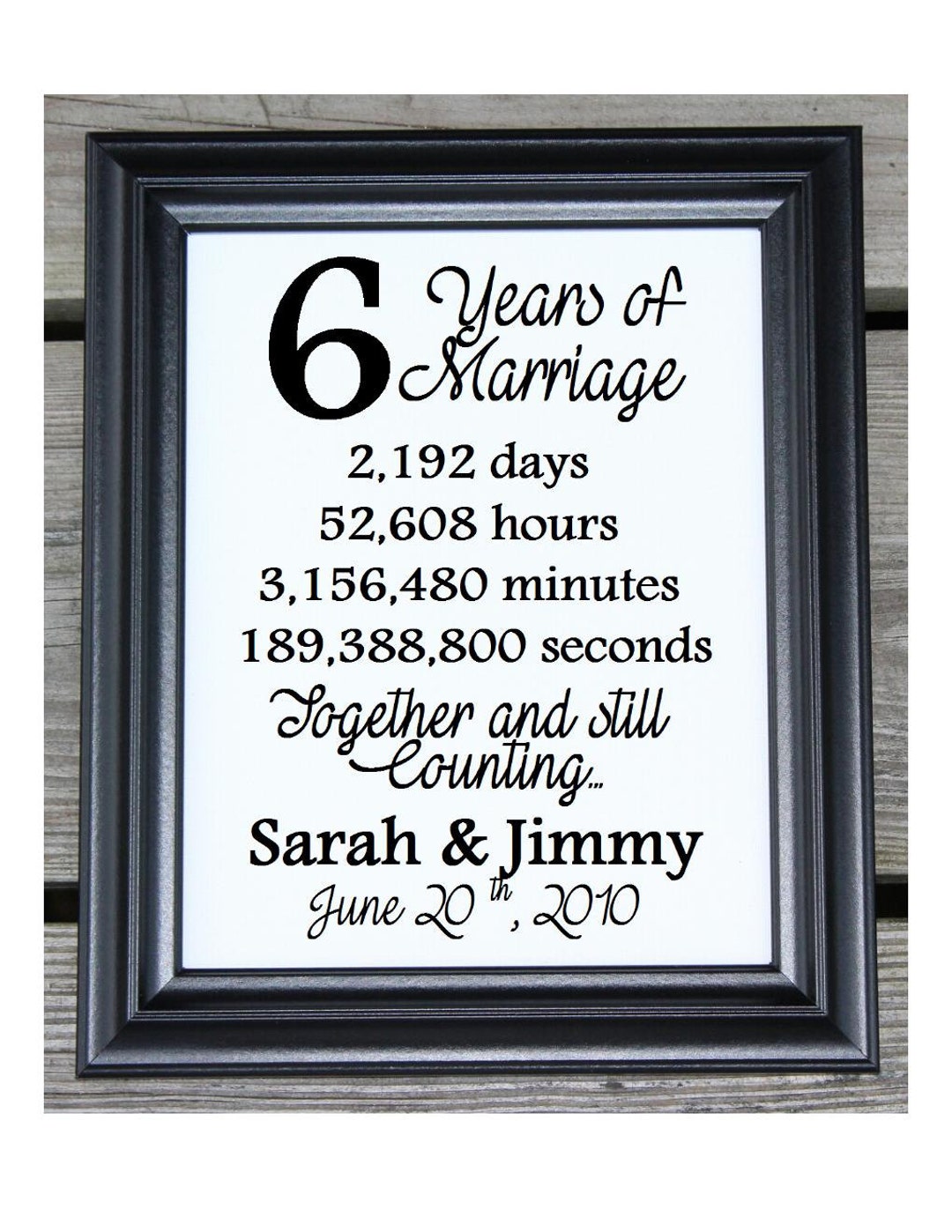 6th Wedding Anniversary Cotton Print | 6th Wedding Gift | 6 Years ...