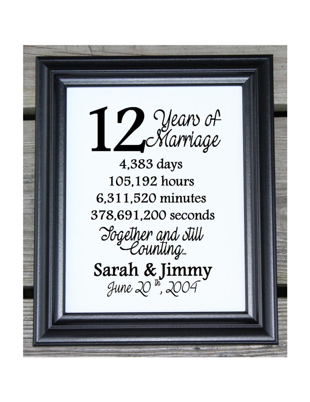 12th Wedding Anniversary Cotton Print | 12th Wedding Gift | 12 Years ...
