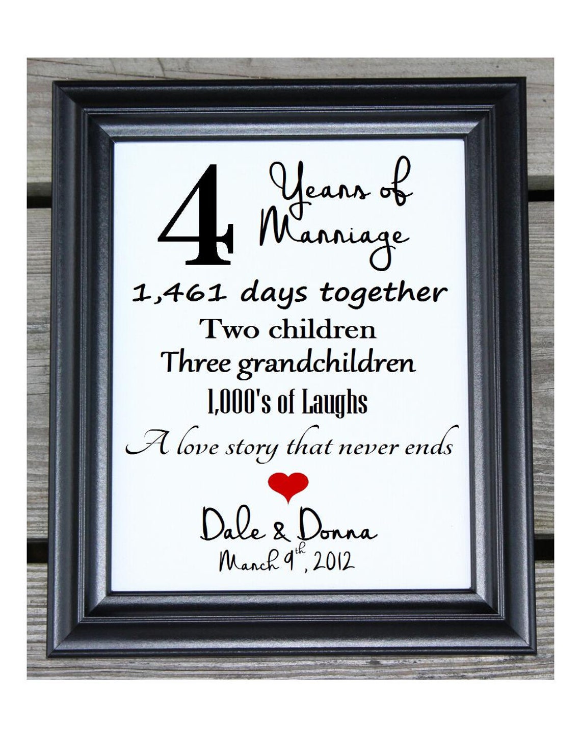4th Anniversary Gift Cotton Print 4th Wedding Gift 4 Years - Etsy