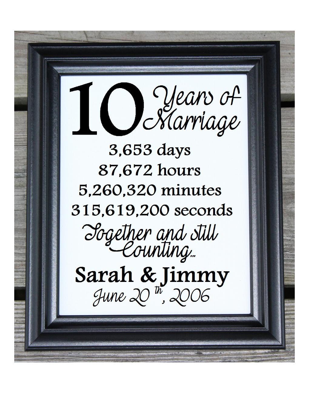 10th Wedding Anniversary Cotton Print | 10th Wedding Gift | 10 Years ...