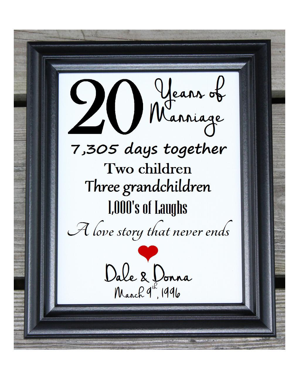 20th Anniversary Cotton Print | 20th Wedding Gift | 20 Years Together ...