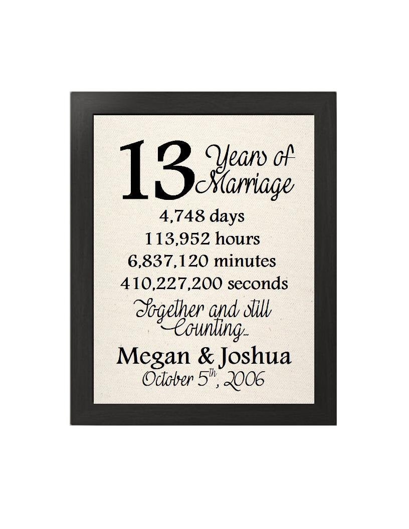 13th Wedding Anniversary Cotton Print 13th Wedding Gift 13 - Etsy