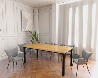 Modern Square Rustic Design Chunky Solid Light Ash Colour Wood Dining ...