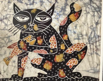 Framed Batik Cat - Etsy