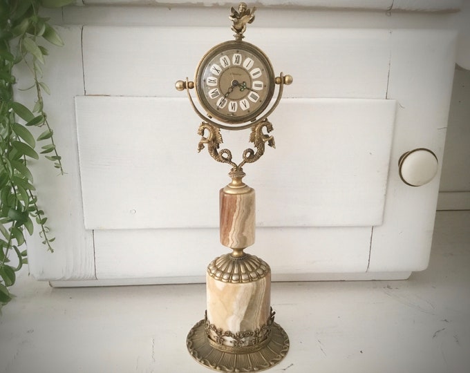 West Germany Vintage Baroque Style Mechanical Alarm Clock With Elegant ...