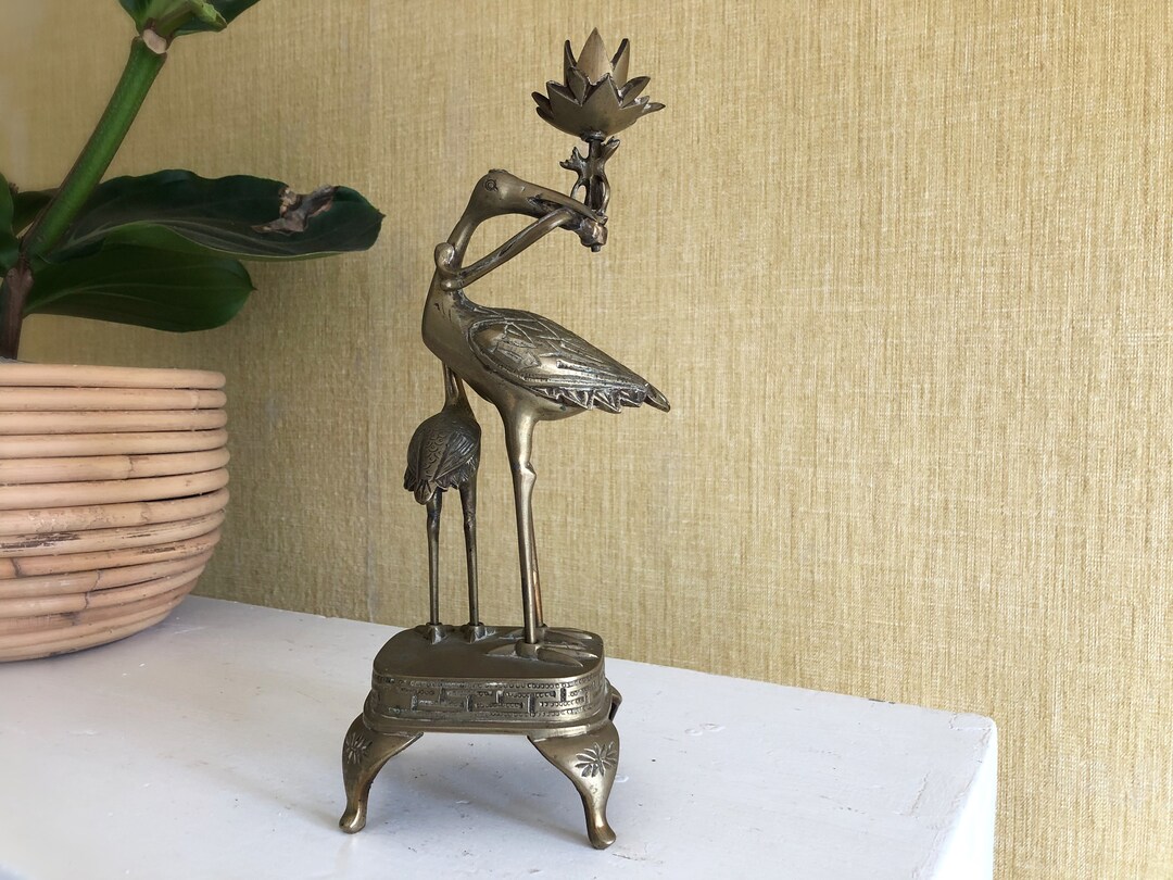 Fuzhou Crane Candle Holder Brass Crane Old Candle Holder 1940 - Etsy
