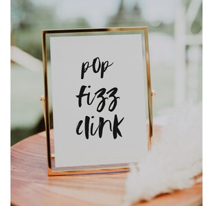POP FIZZ CLINK Wedding Sign, Cheers Sign, Handwritten Wedding Reception ...