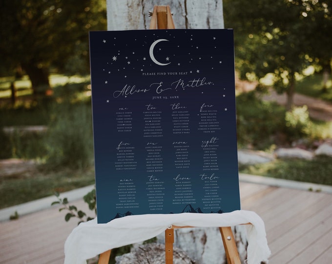Celestial Wedding Seating Chart Template Printable Sign - Etsy
