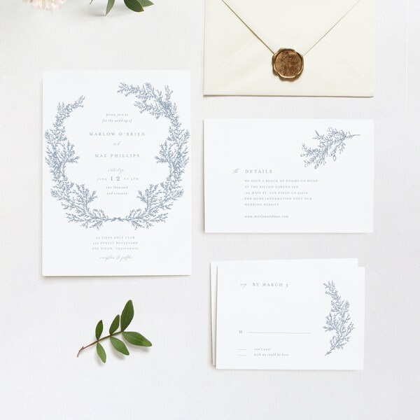 Dusty Blue Wedding Invitations - Etsy