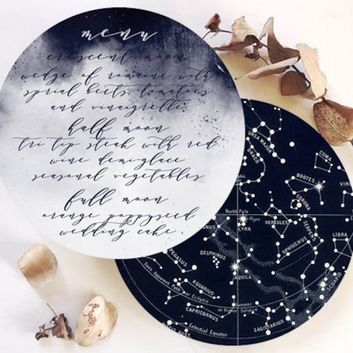 Constellation Wedding Menu Zodiac Menu Cards Starry Night - Etsy