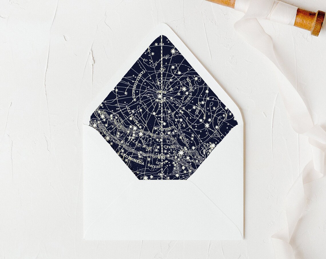 Celestial Envelope Liners, 9 Sizes, Constellation Map, Outer Space ...