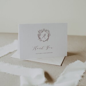 Monogram Thank You Card Template Folded Thank You Card 5x3.5 Instant ...