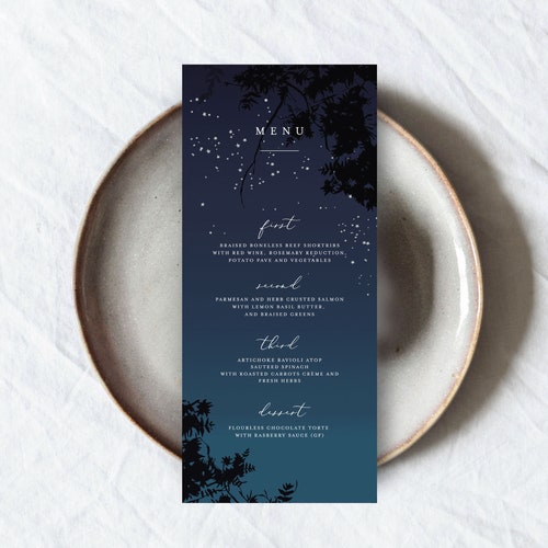 Celestial Menu Template Printable Stars and Moon Wedding - Etsy Canada
