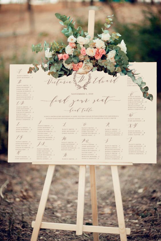 Monogram Seating Chart Poster, Seating Chart Sign, Seating Chart Board ...