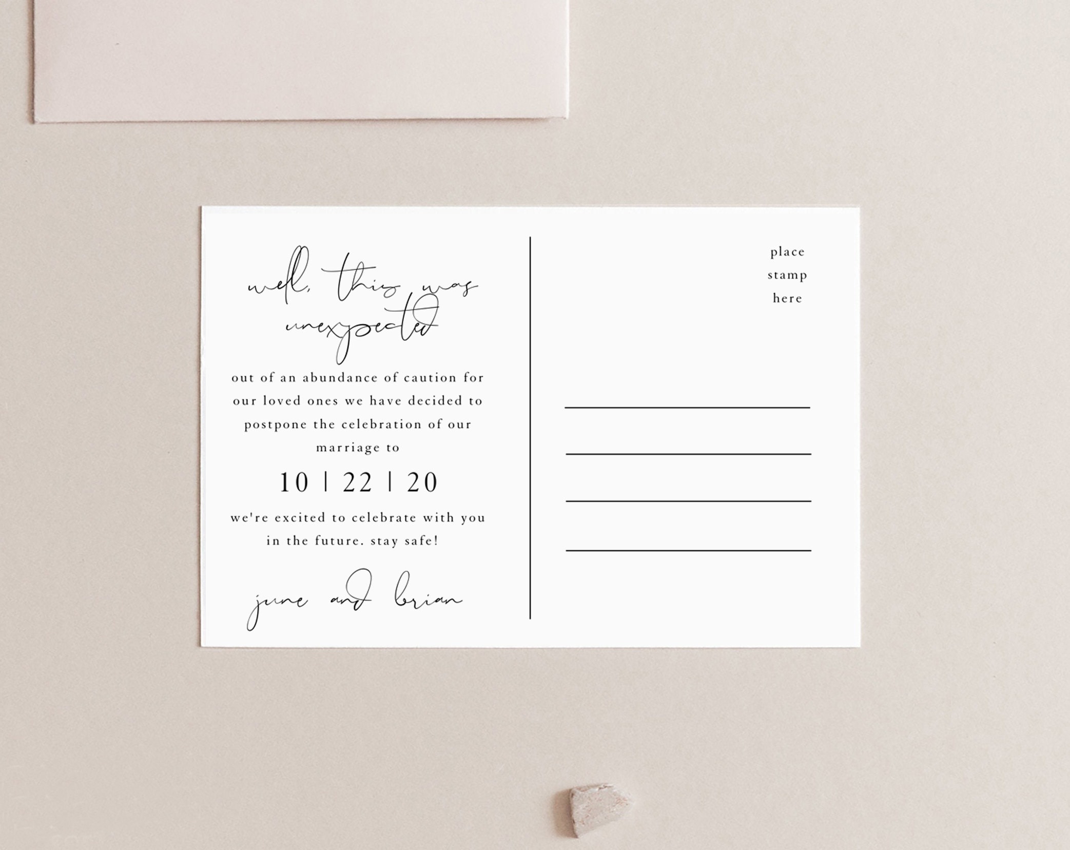 Minimalist New Date Announcement Template New Date Wedding | Etsy