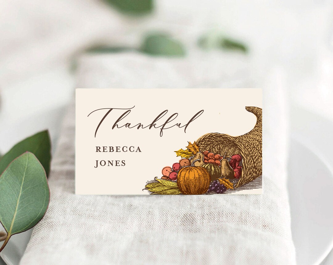 Fall Place Card Holder Template, Thanksgiving Place Cards Printable ...