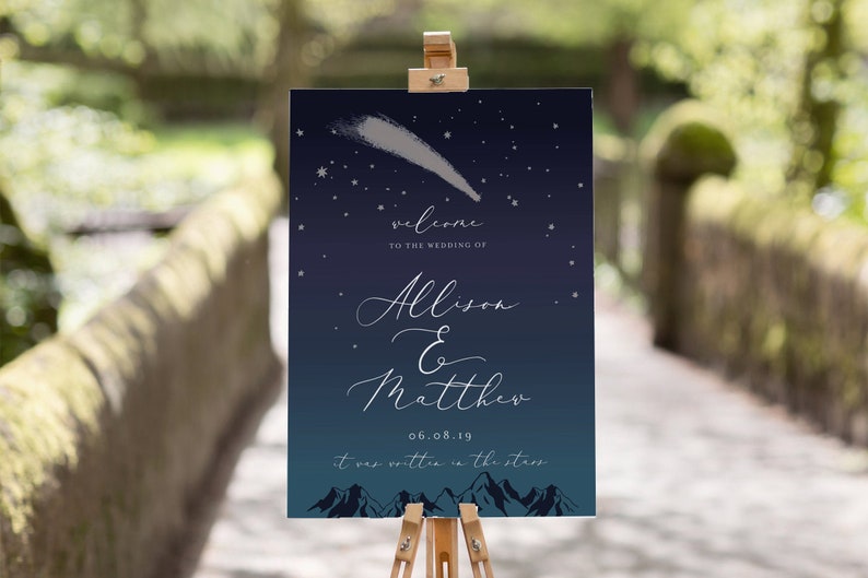 Starry Night Welcome Sign Template Instant Download DIY 100% | Etsy