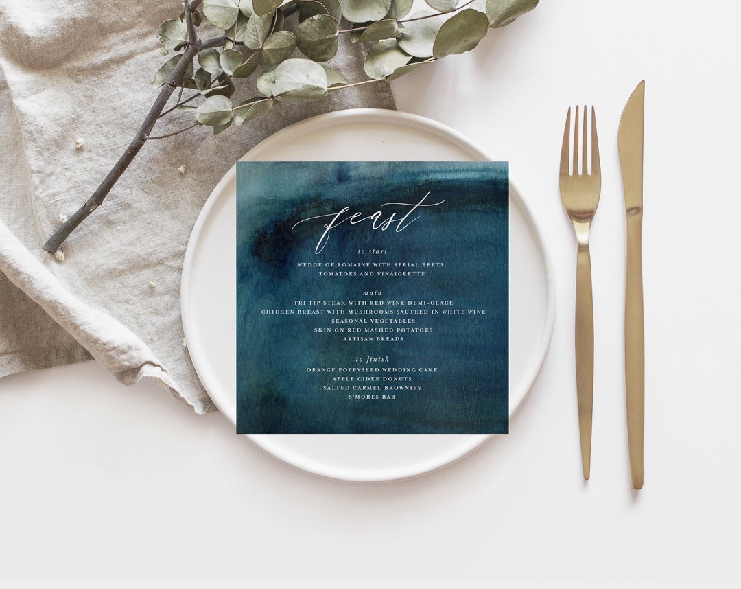 Square Menu Template Editable Square Wedding Dinner Menu Teal - Etsy