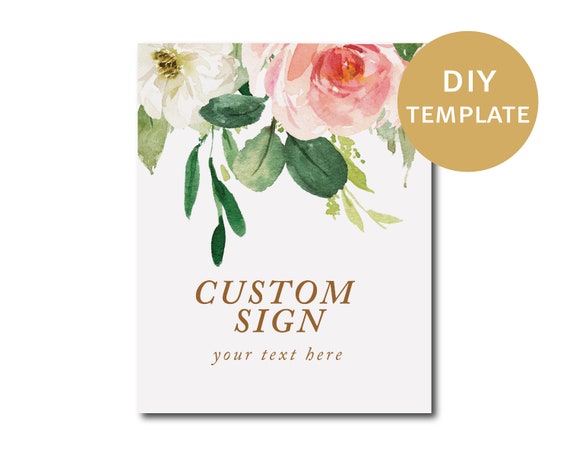 Floral Editable Sign Instant Download Editable Printable | Etsy