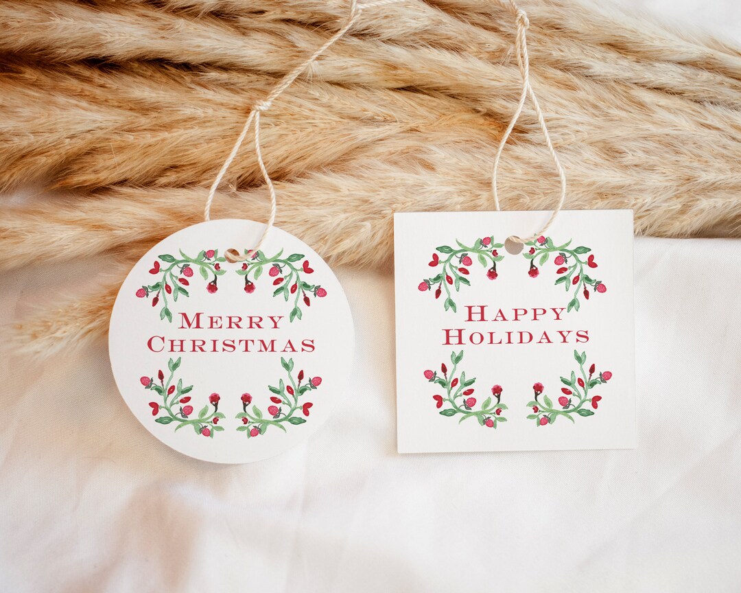 Christmas Cookie Tags, Merry Christmas & Xmas Gift Tags, Round Favor ...
