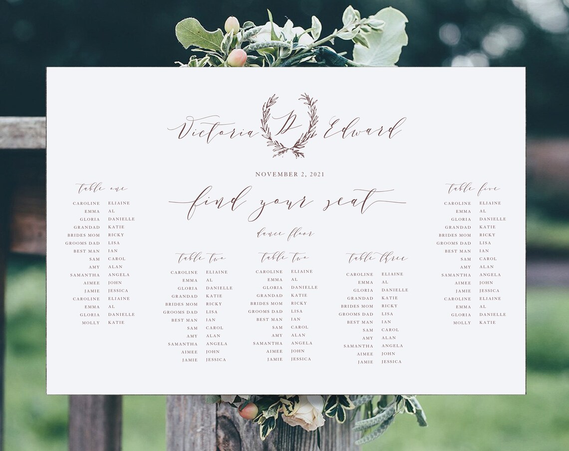 Printable Wedding Seating Plan Banquet Seating Chart | Etsy