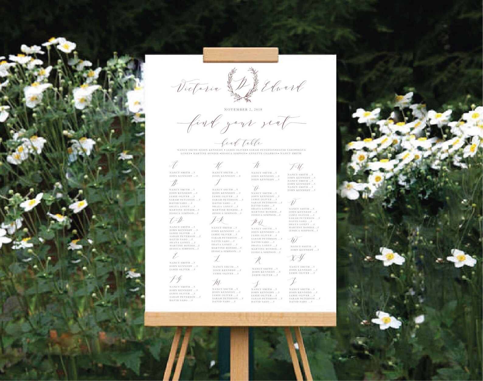 Alphabetical Seating Chart Posters Alphabetical Seating Chart - Etsy