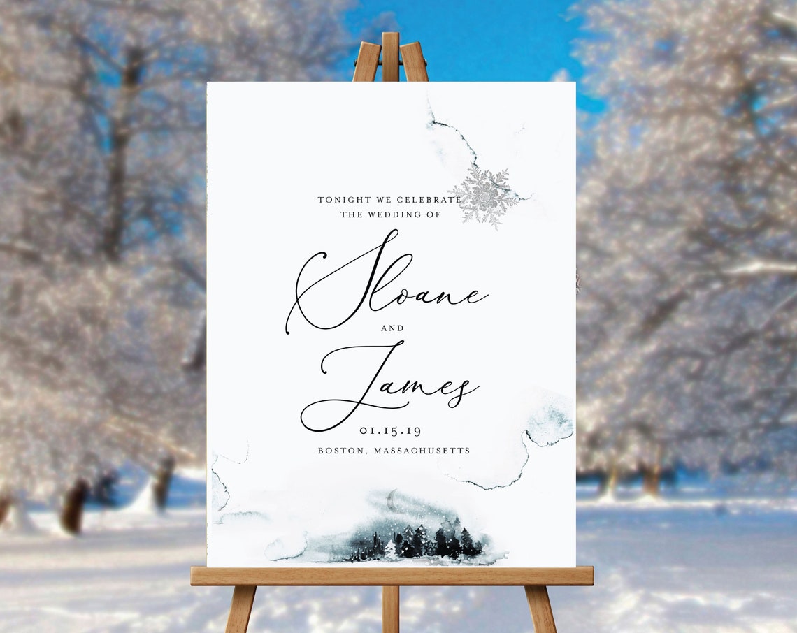 Winter Wedding Welcome Sign PRINTABLE Christmas Wedding | Etsy