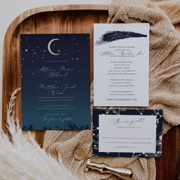 Starry Night Wedding Invitation - Etsy