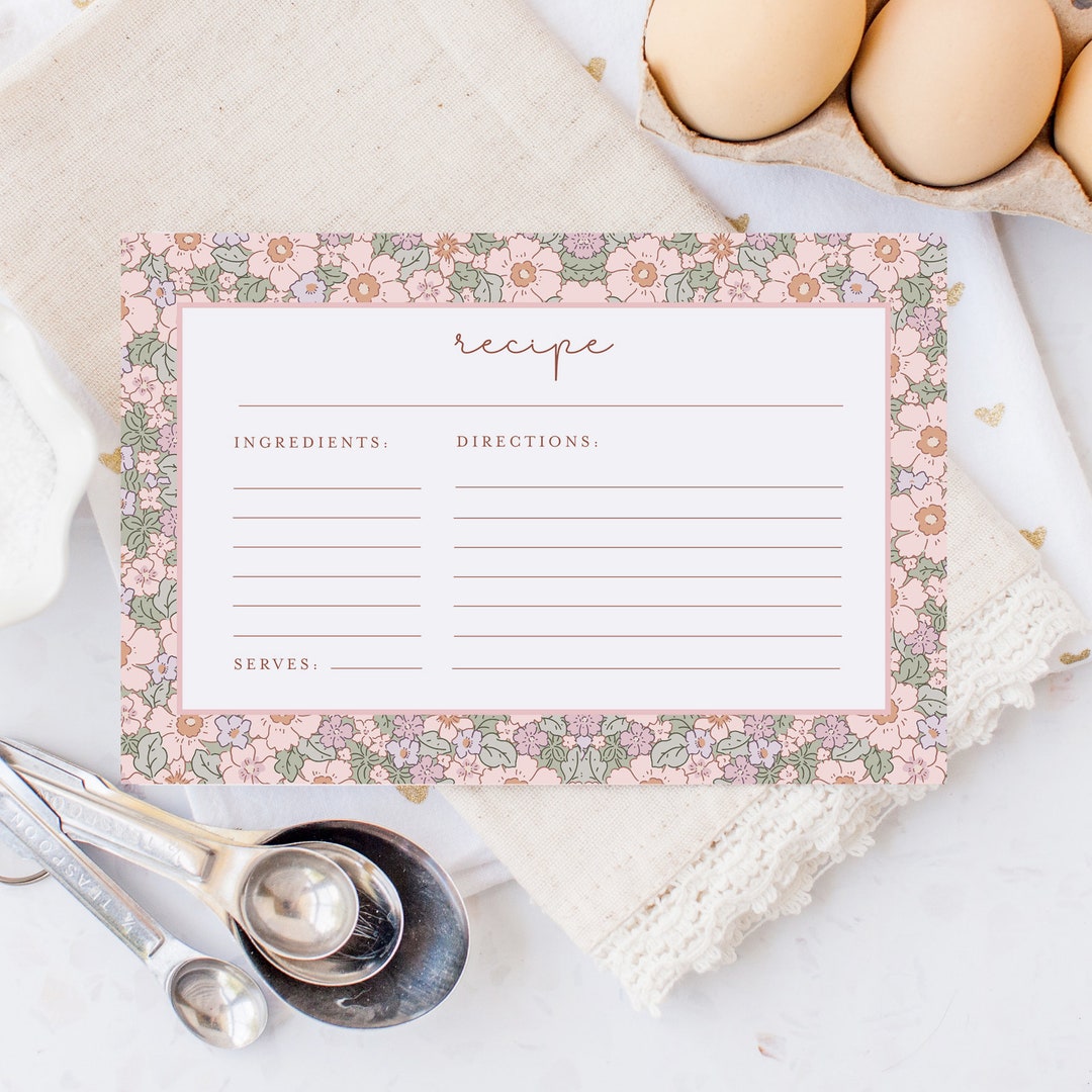 4x6 Easter Recipe Cards, Printable Recipe Card Template, Blank Recipe ...