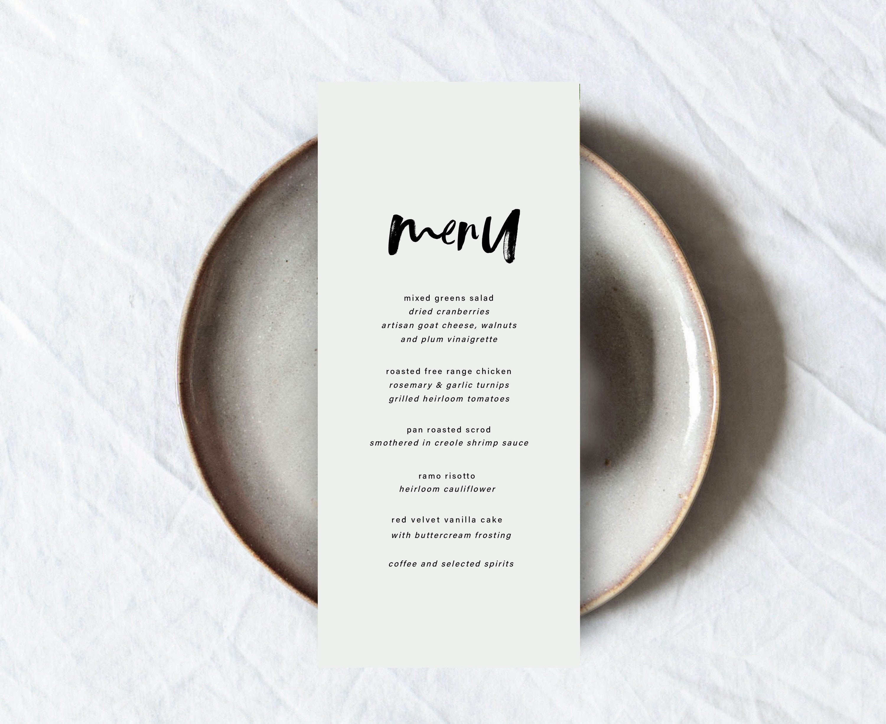 Minimal Wedding Menu Template Minimalist Wedding Menu Modern | Etsy
