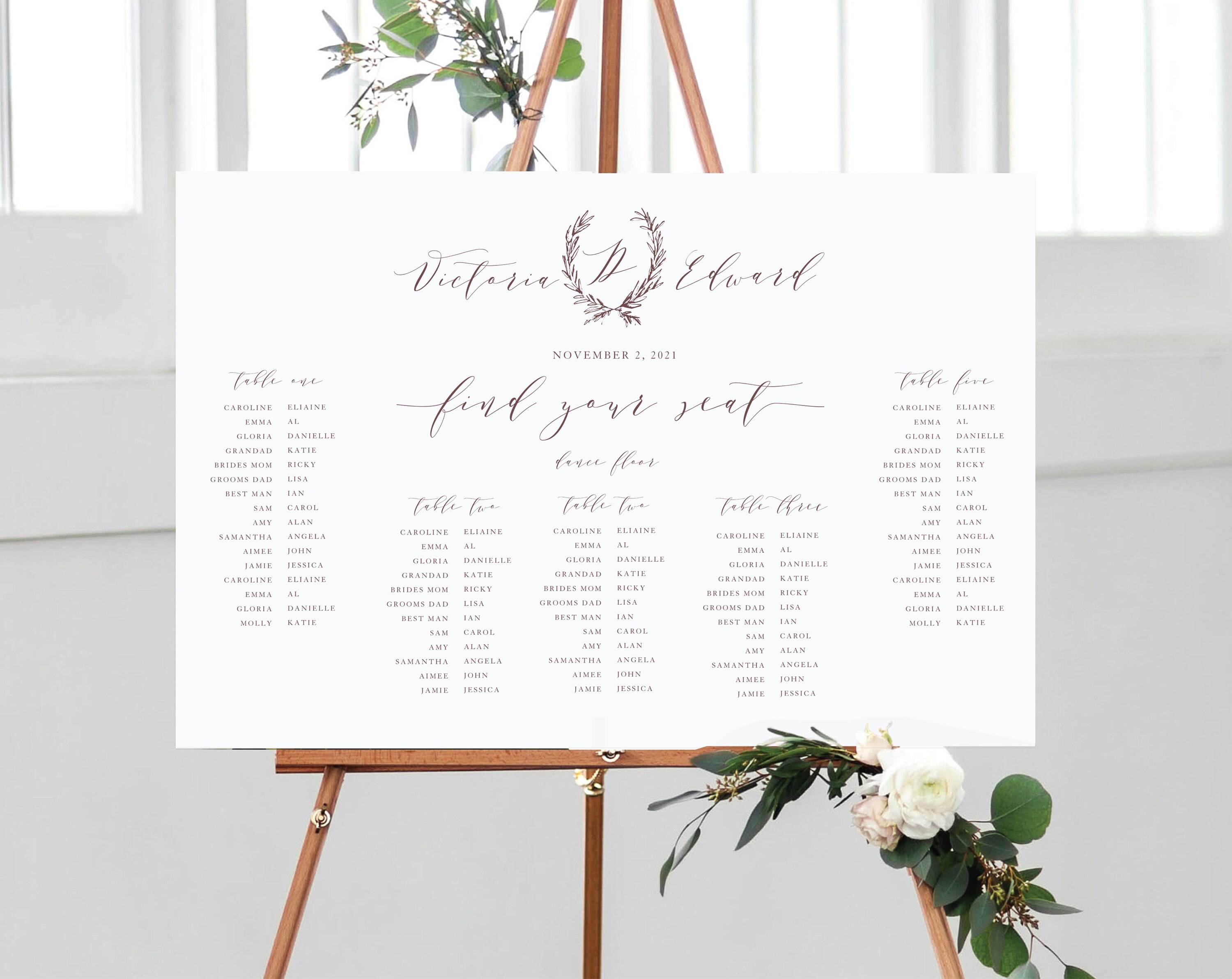 Printable Wedding Seating Plan Banquet Seating Chart | Etsy