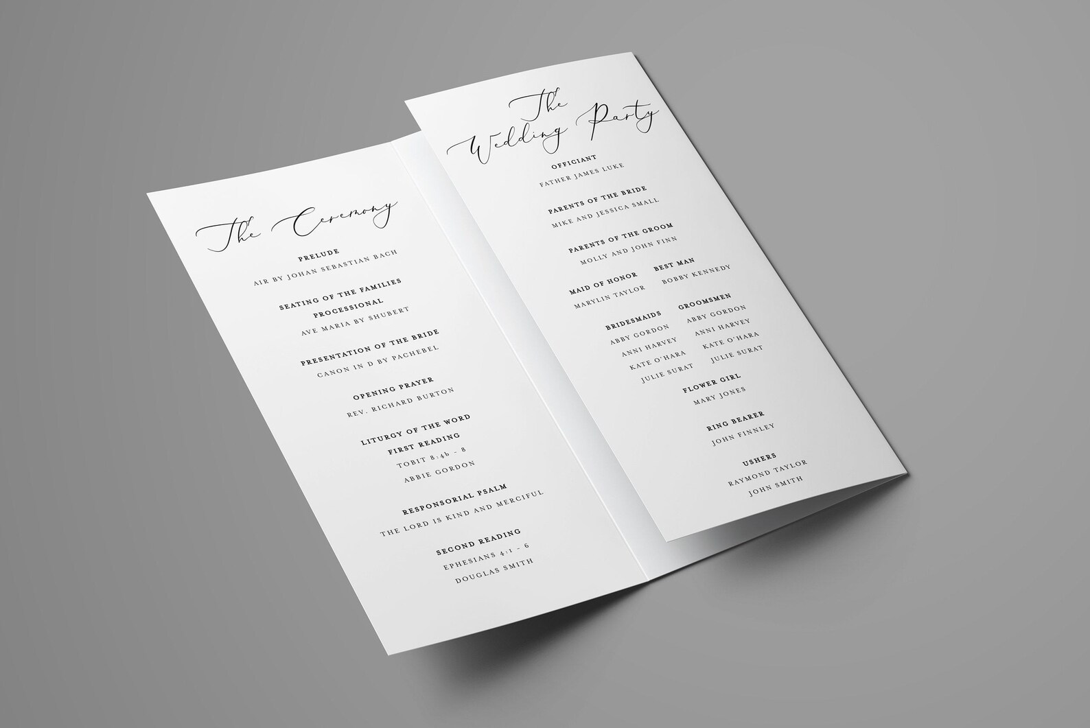 Tri Fold Wedding Program Template, Tri Fold Program-catholic Wedding ...