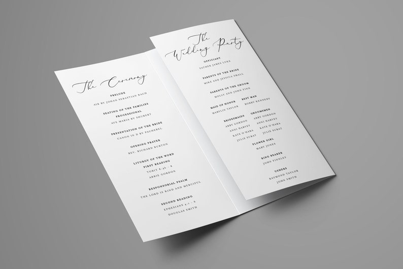 Tri Fold Wedding Program Template Tri Fold Program-catholic - Etsy