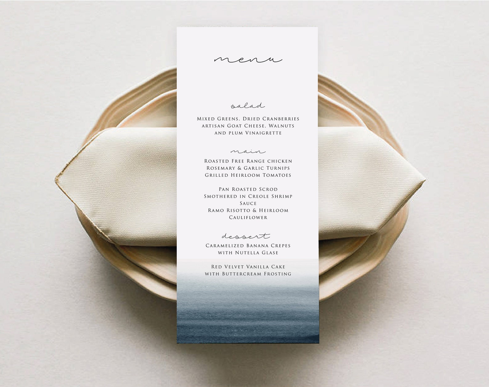 Blue Watercolor Printable Menu Printable Menu Cards Menu | Etsy